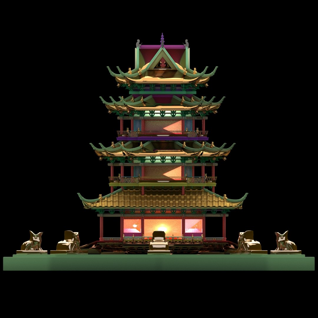Chinese Tower 3D - TurboSquid 1607016