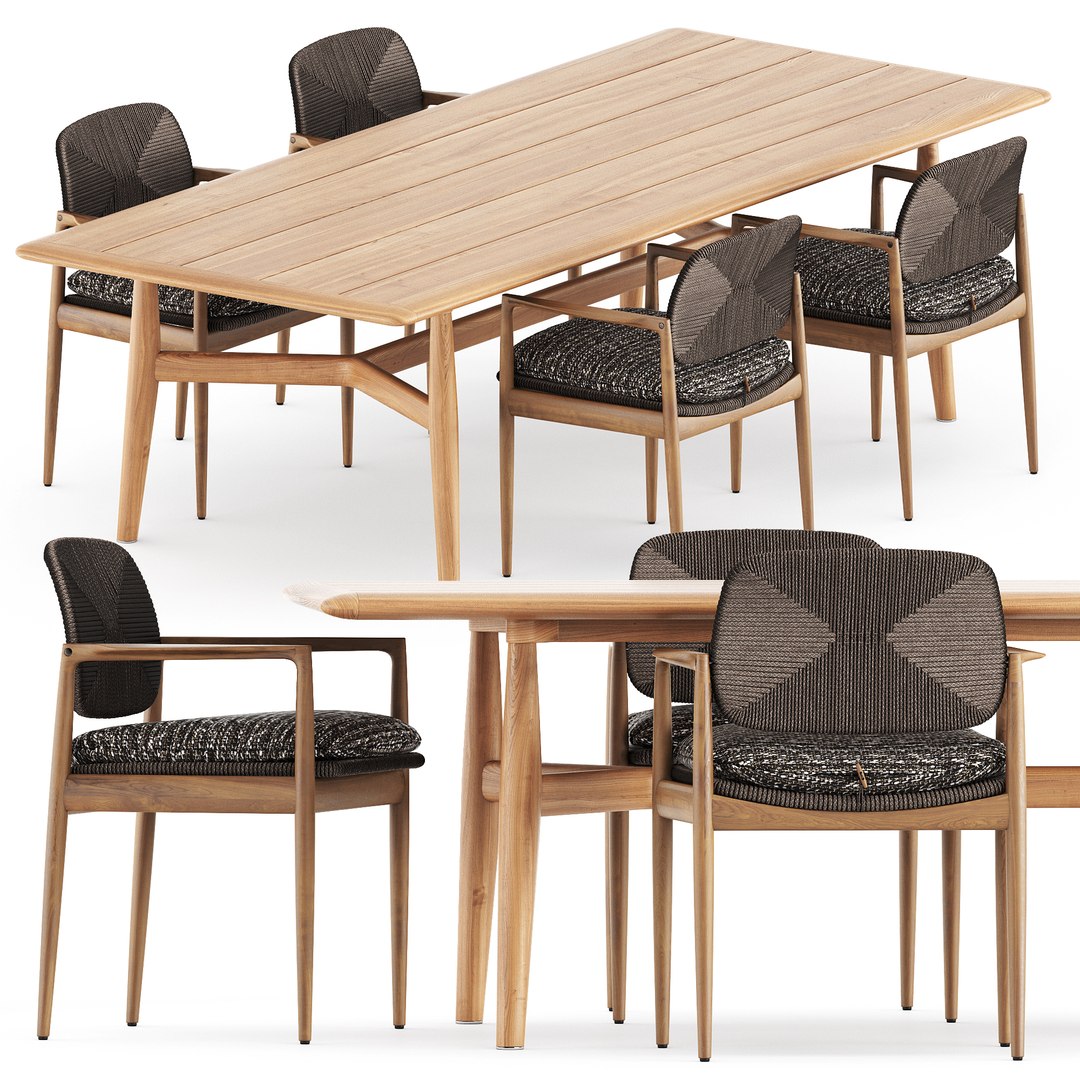 3D model Yoko Cord Outdoor Dining chair and Secret garden Table ...