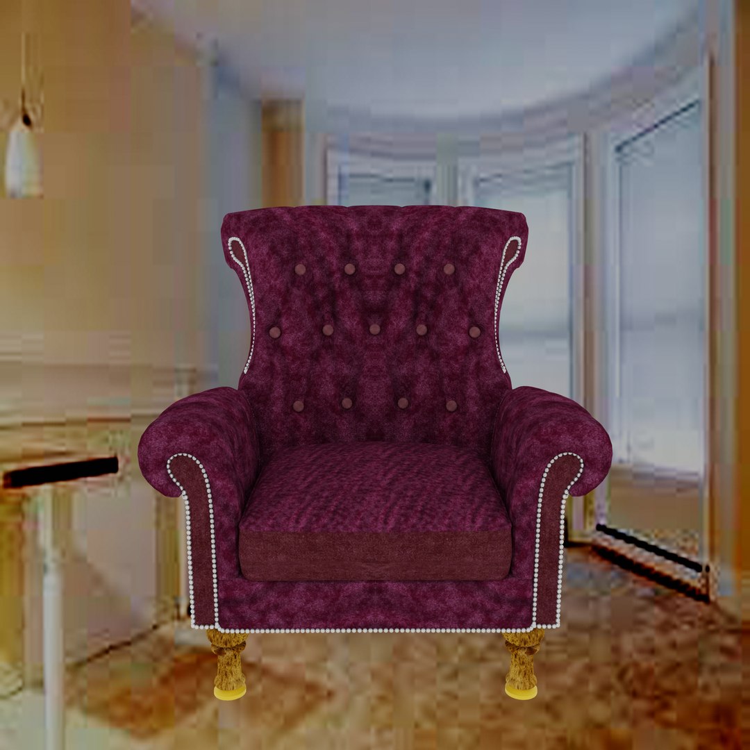 3D Model Overstuffed Chair - TurboSquid 1716143