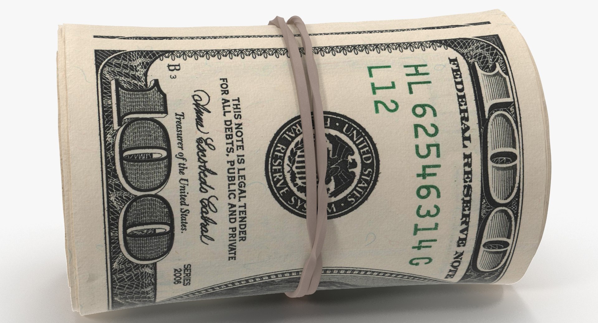 Cash Roll Dollar Bills 3D - TurboSquid 1230772