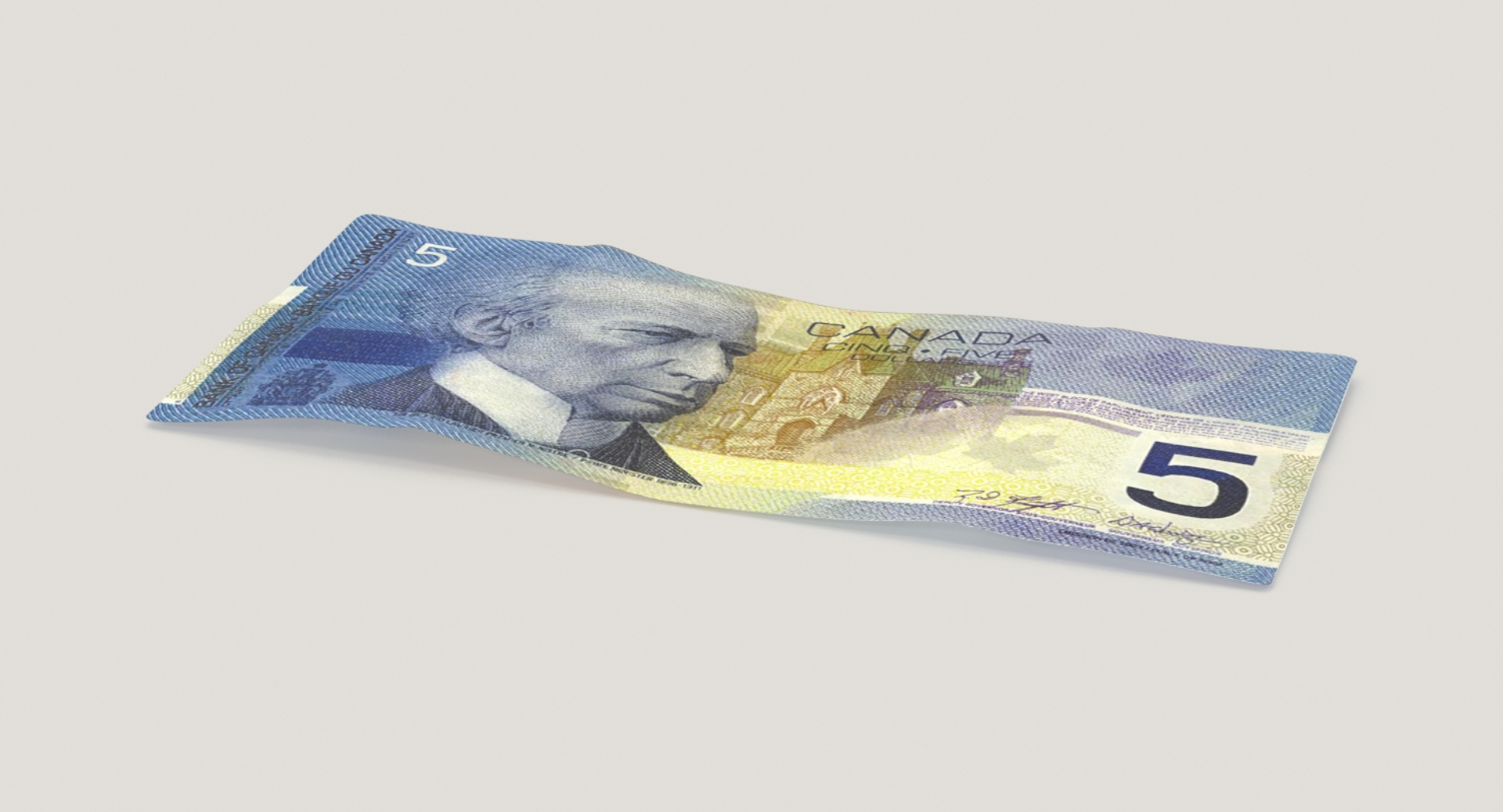 3d Model 5 Canadian Dollar Note