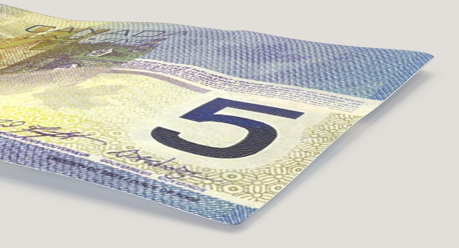 3d Model 5 Canadian Dollar Note