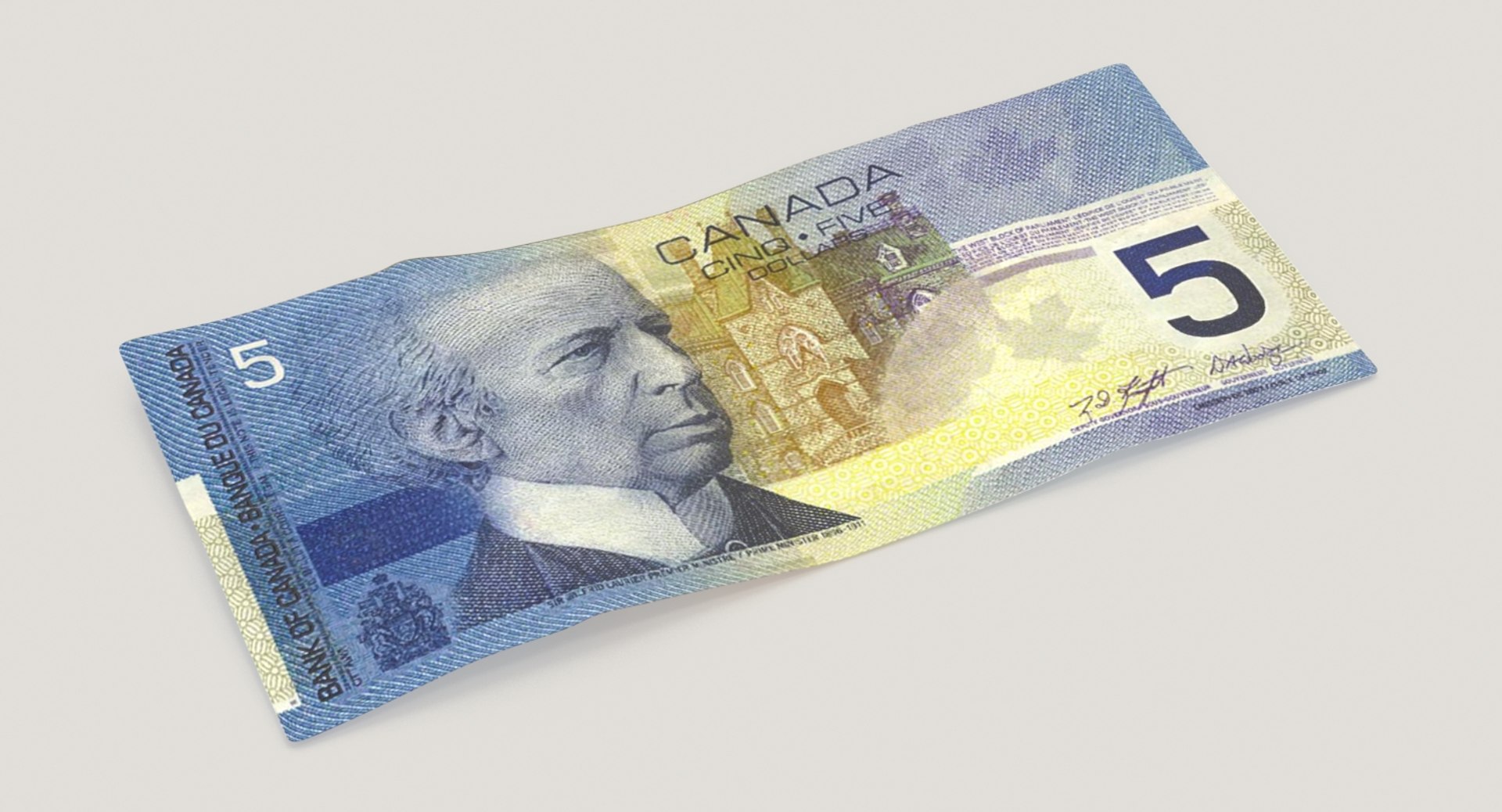 3d Model 5 Canadian Dollar Note