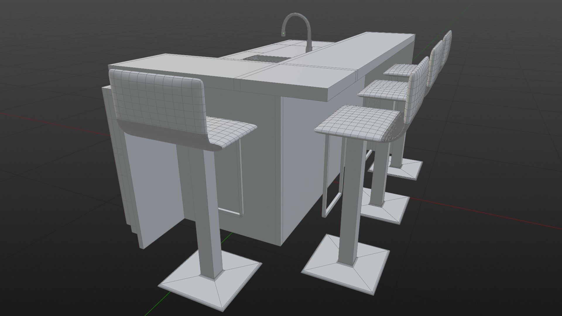 3D Kitchen Island Model - TurboSquid 2418733
