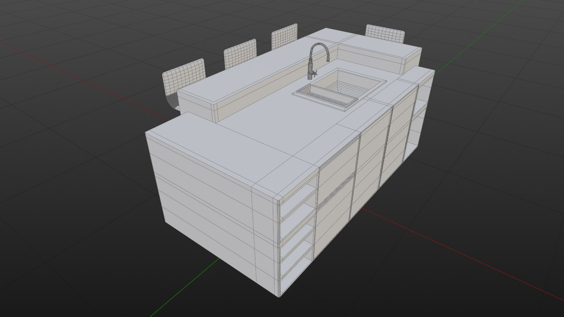 3D Kitchen Island Model - TurboSquid 2418733