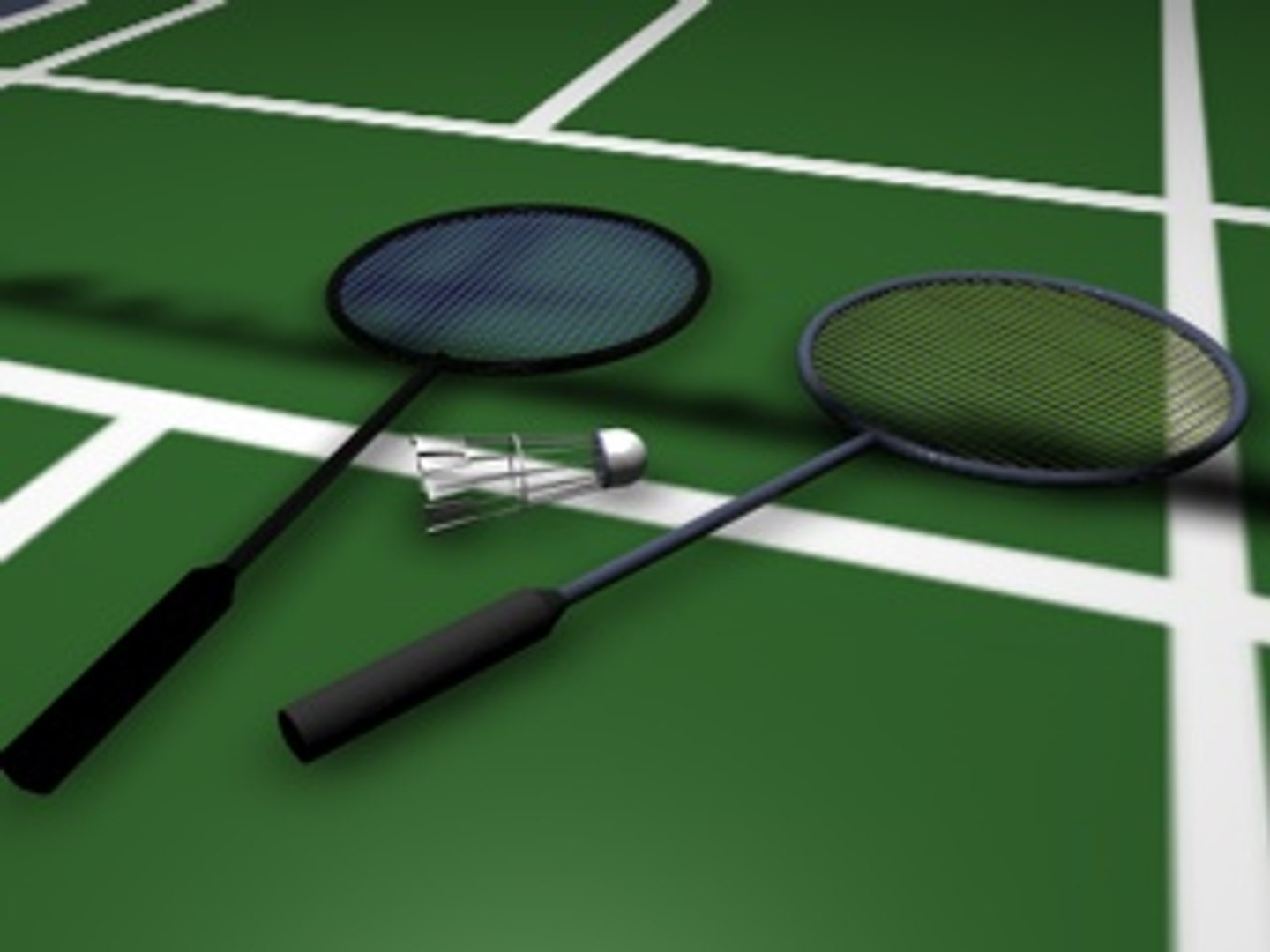 Badminton Court Rackets 3d Obj