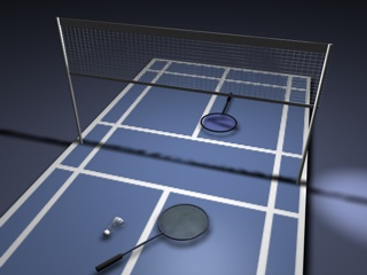 Badminton Court Rackets 3d Obj