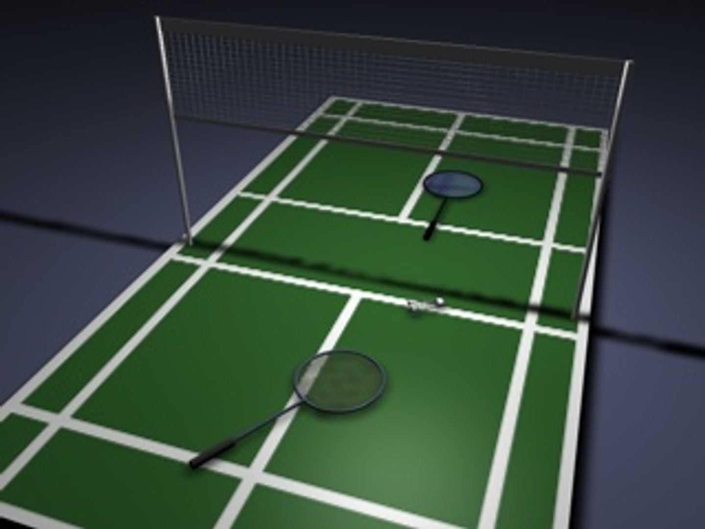 Badminton Court Rackets 3d Obj