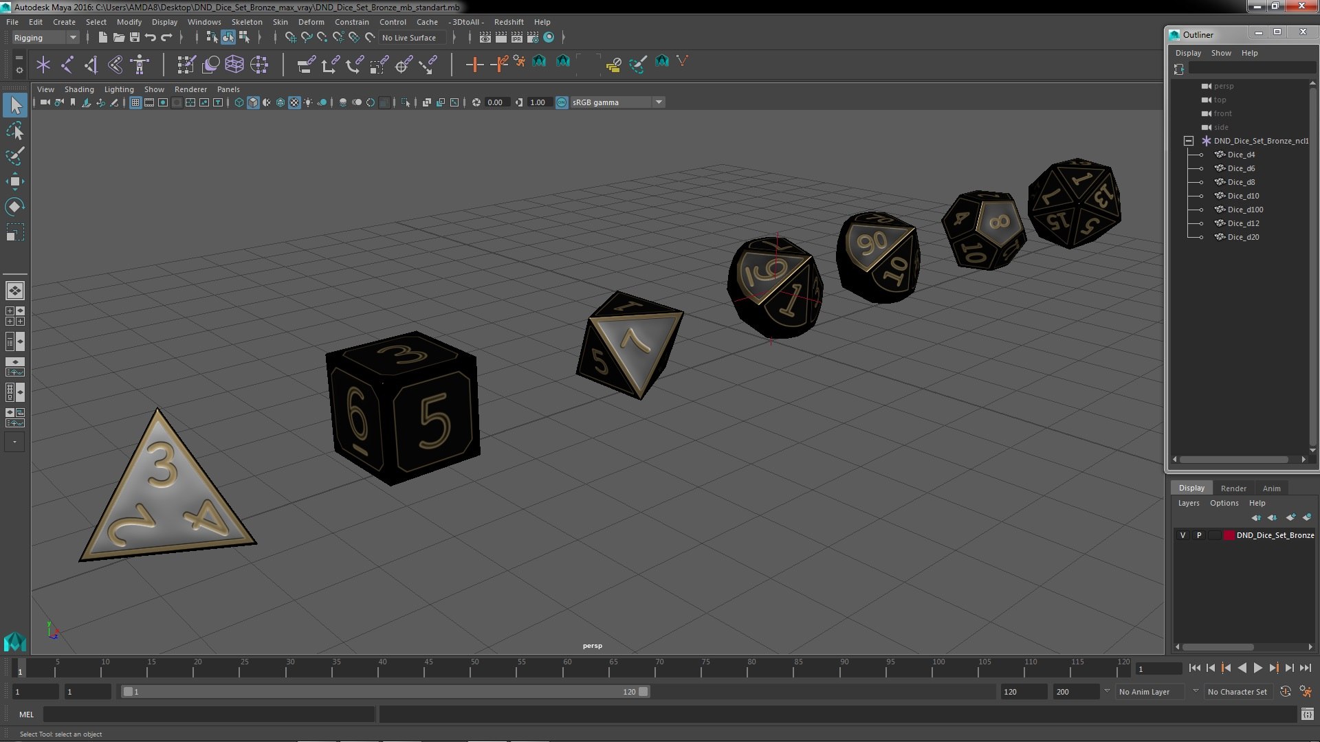 DND Dice Set Bronze 3D model - TurboSquid 2139425