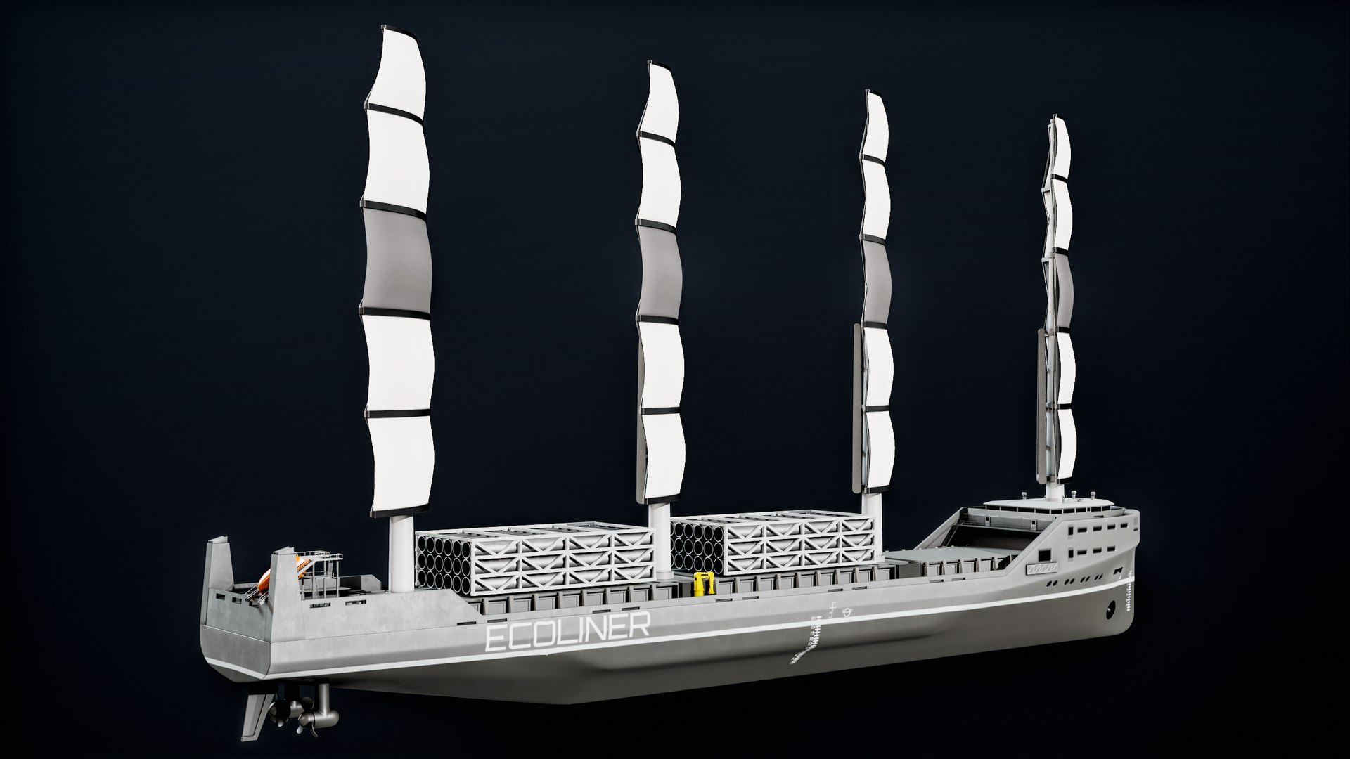 Ecoliner Futuristic Container Ship Grey PBR model - TurboSquid 2079377