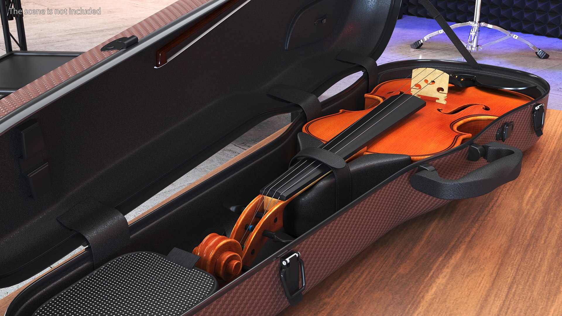 3D model Violin Shaped Case Brown Open with Violin - TurboSquid 2145601
