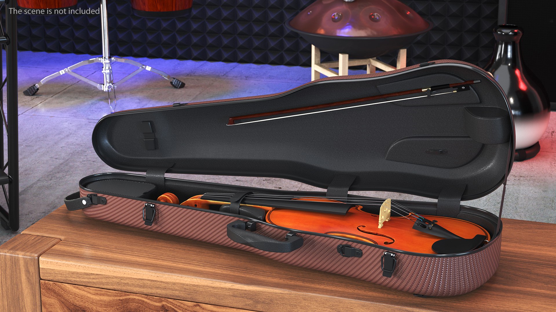 3D model Violin Shaped Case Brown Open with Violin - TurboSquid 2145601