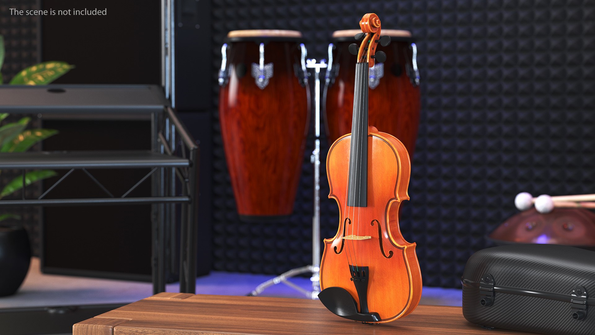 3D model Violin Shaped Case Brown Open with Violin - TurboSquid 2145601