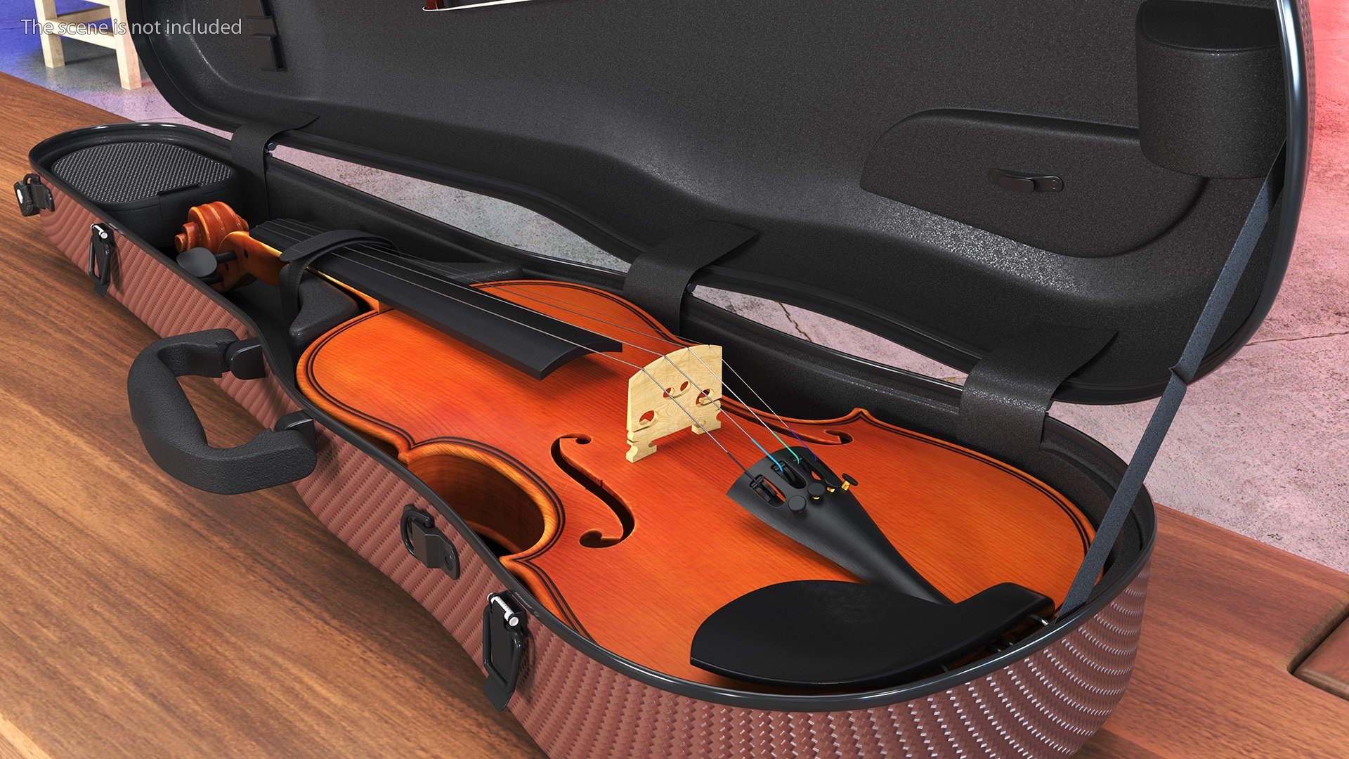 3D model Violin Shaped Case Brown Open with Violin - TurboSquid 2145601