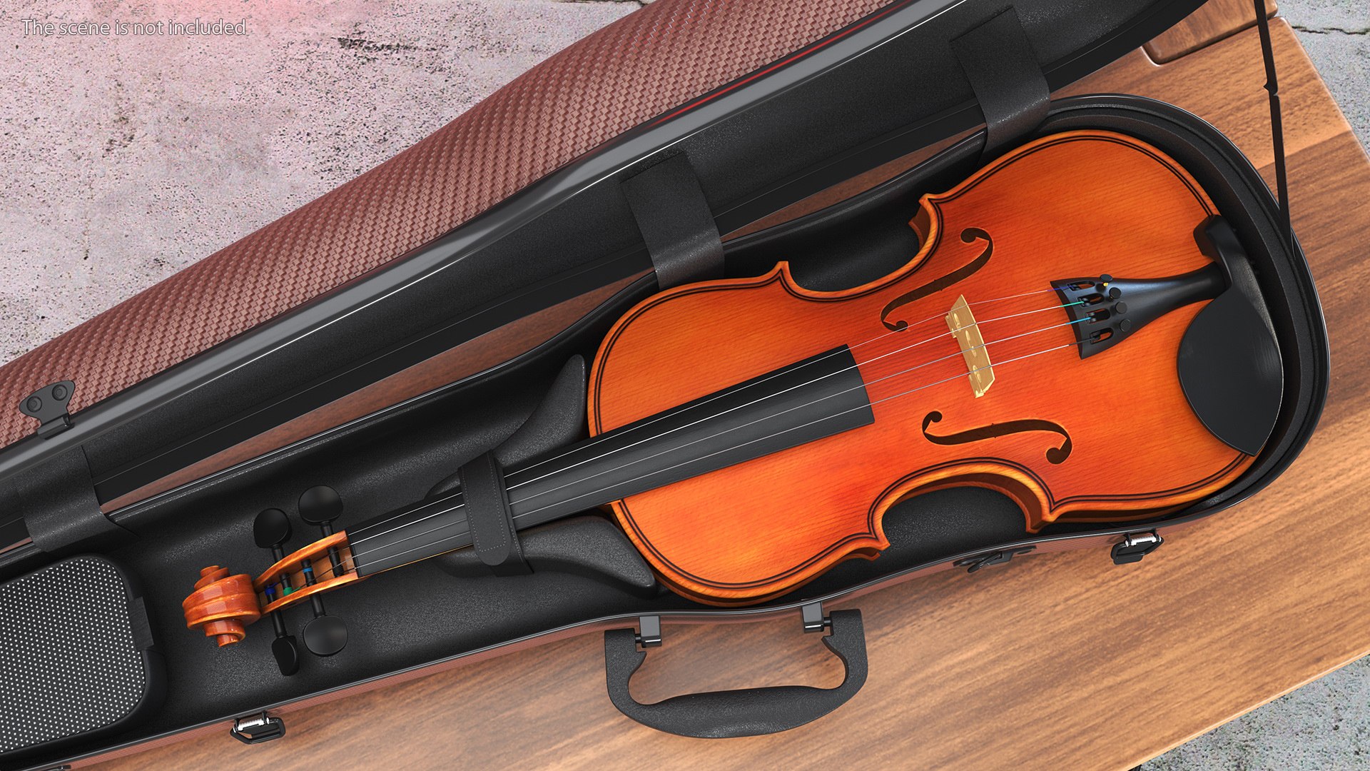3D model Violin Shaped Case Brown Open with Violin - TurboSquid 2145601