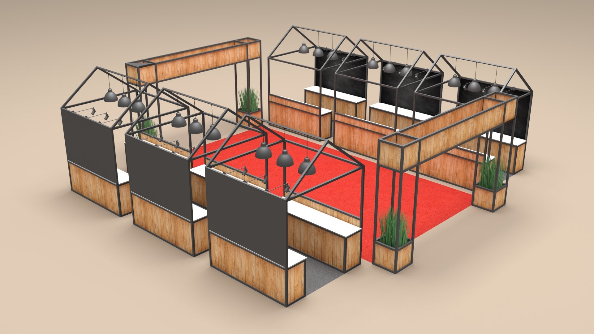 Modello 3D layout della food court - TurboSquid 1582200