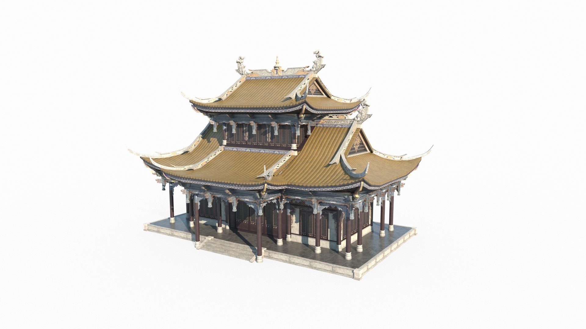 Glazed Tile Palace Of Ancient Asian Architecture 3D Model - TurboSquid ...