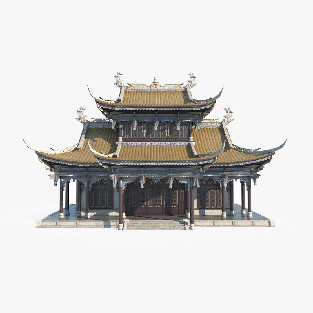 Glazed tile palace of ancient Asian architecture 3D model - TurboSquid ...