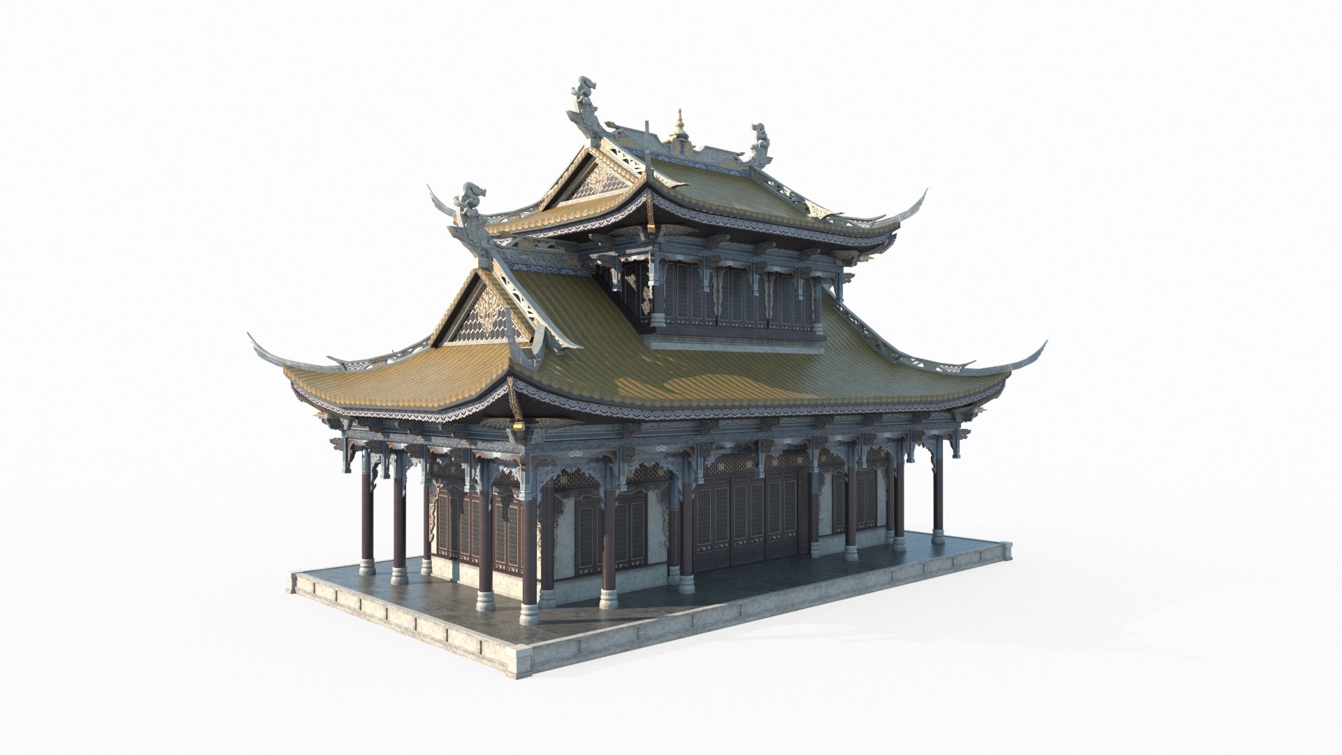 Glazed Tile Palace Of Ancient Asian Architecture 3D Model - TurboSquid ...