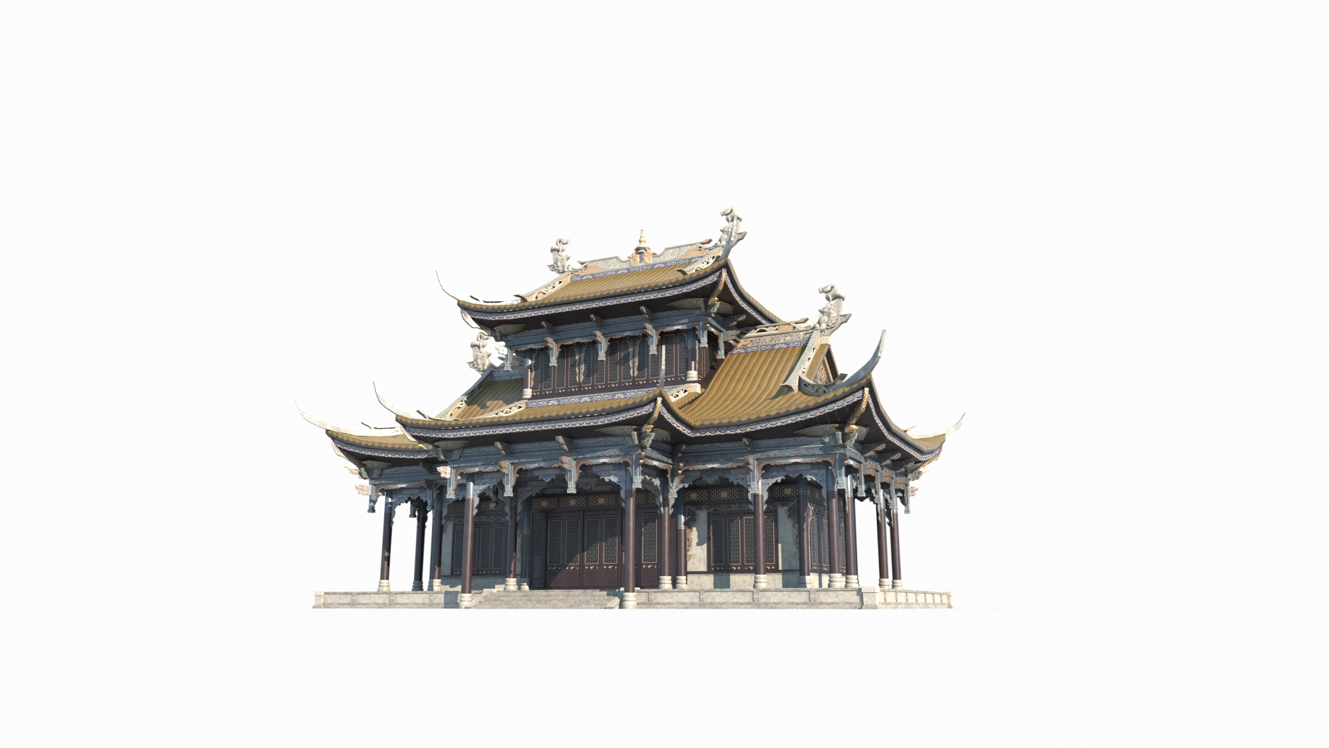 Glazed Tile Palace Of Ancient Asian Architecture 3D Model - TurboSquid ...