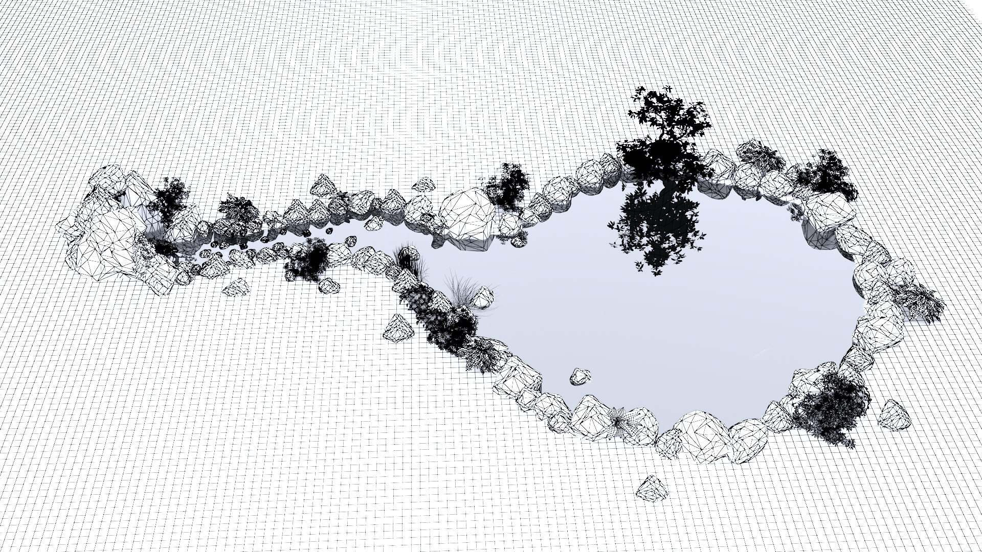 Realistic Pond With Rocks And Vegetation Model - TurboSquid 2323960