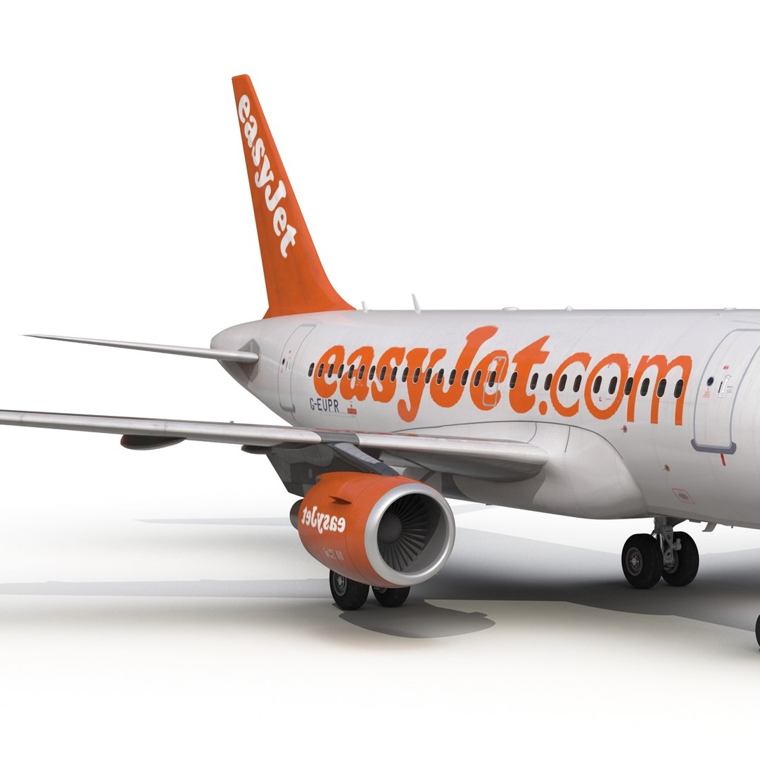 3d model airbus a318 easyjet rigged