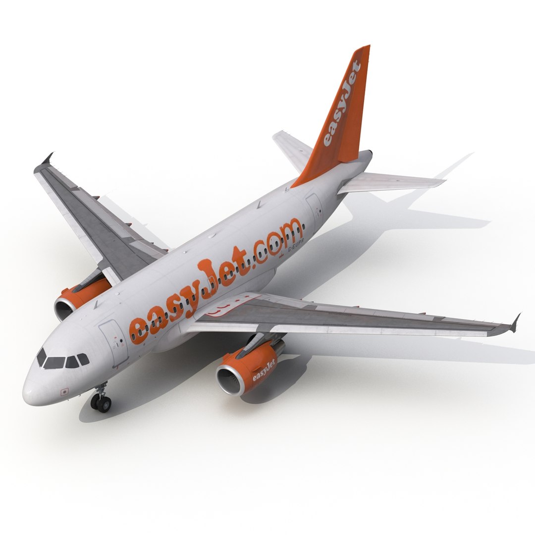3d model airbus a318 easyjet rigged