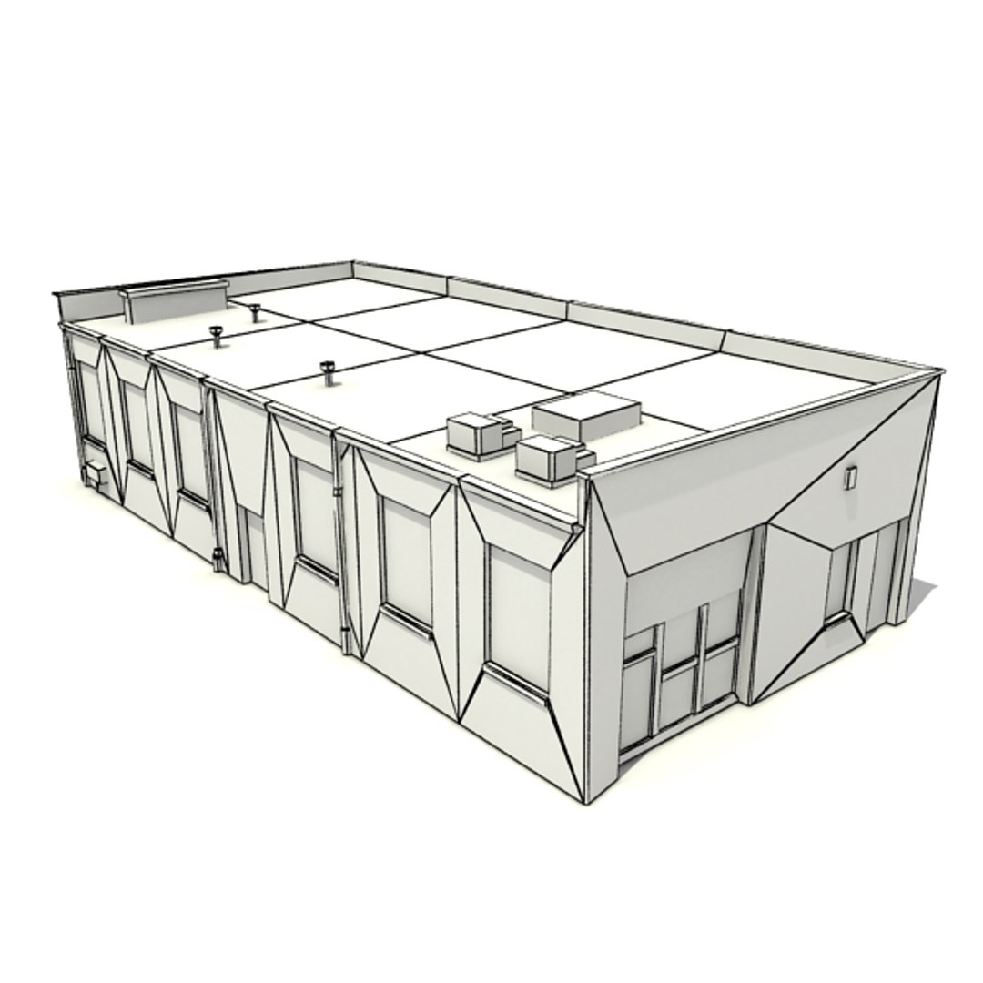 Low-poly Big Warehouse 3d Model