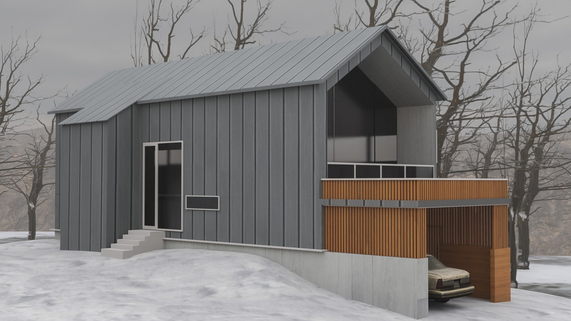 3D Model Game-Ready Cozy Cabin In The Snow - TurboSquid 2341568