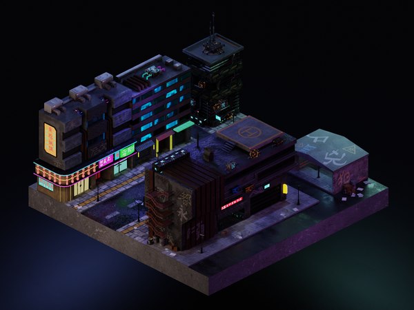 Building Cyberpunk 3D Models for Download | TurboSquid