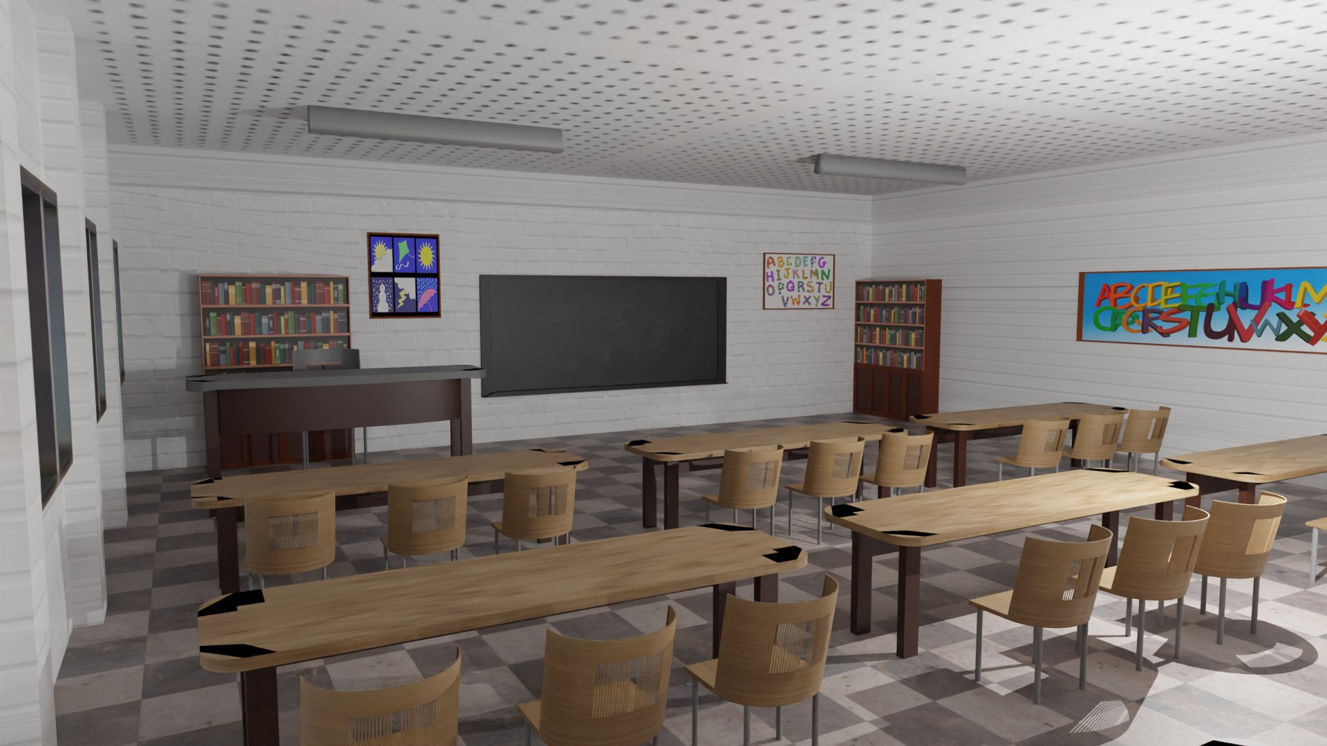 School And Classroom Interior 3D Model - TurboSquid 2132170
