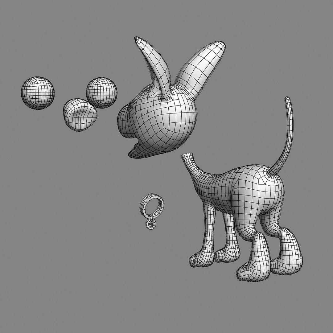 3d model rigged cartoon dog animation