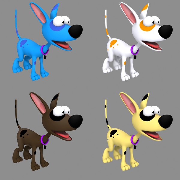 3d model rigged cartoon dog animation