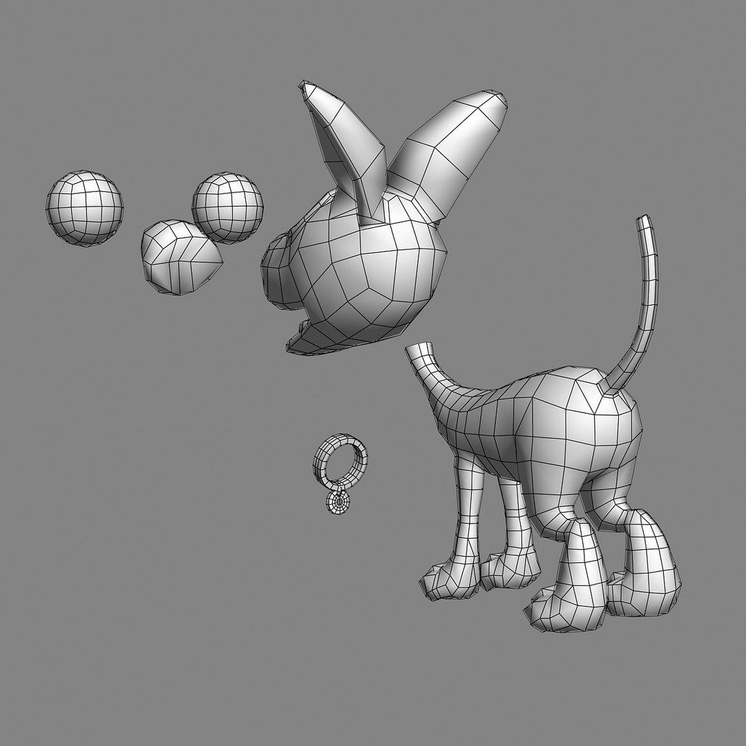 3d model rigged cartoon dog animation