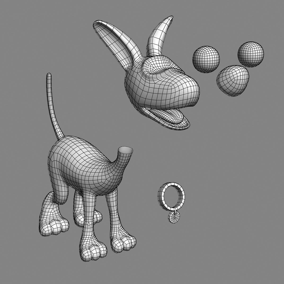 3d model rigged cartoon dog animation