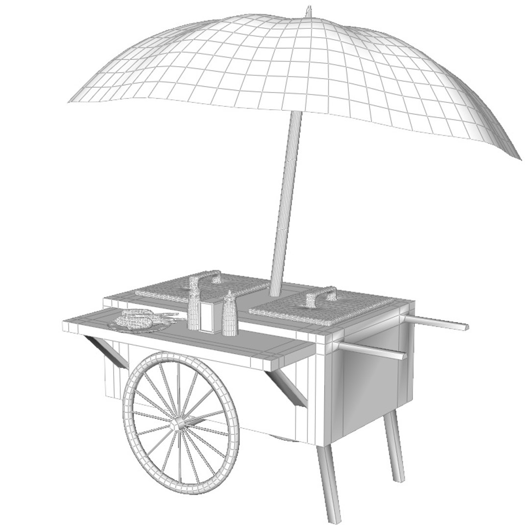 cart corn dog 3d model
