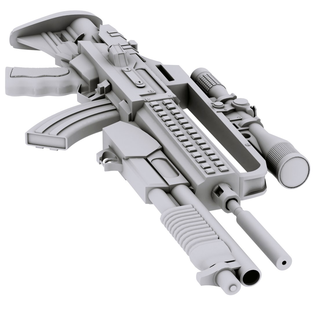 assault rifle fml attachments 3d model