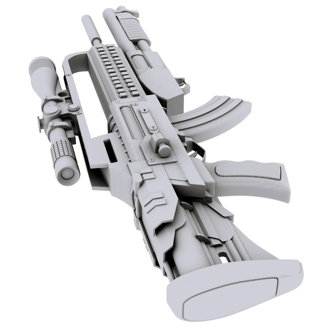 assault rifle fml attachments 3d model