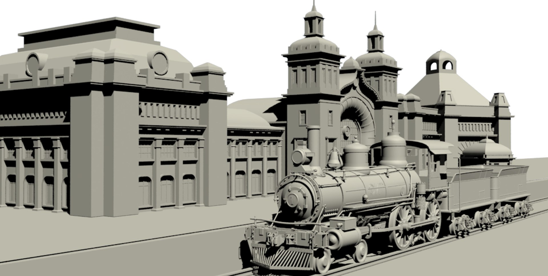 Old Train Station 3d Model