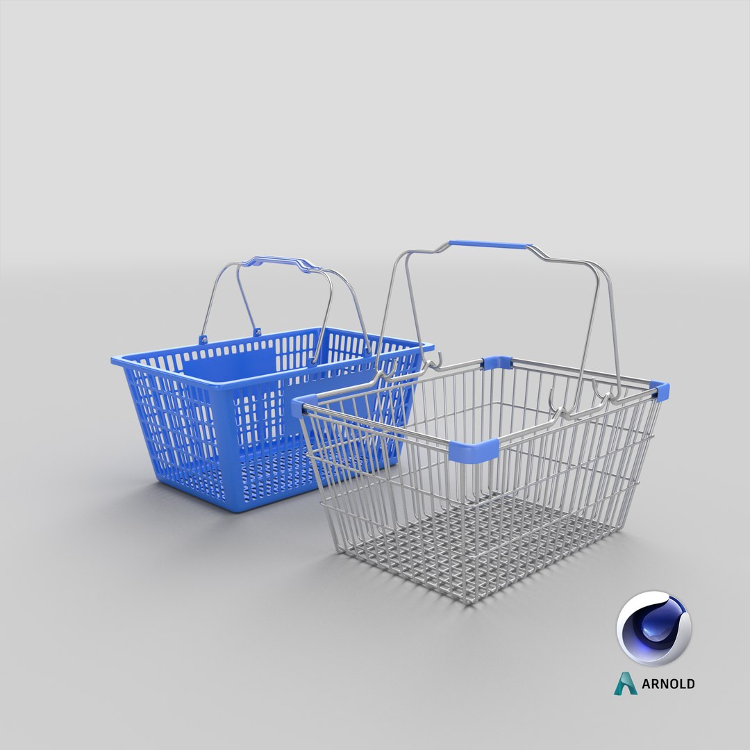 3D Two Detailed Shopping Baskets Model - TurboSquid 2006705
