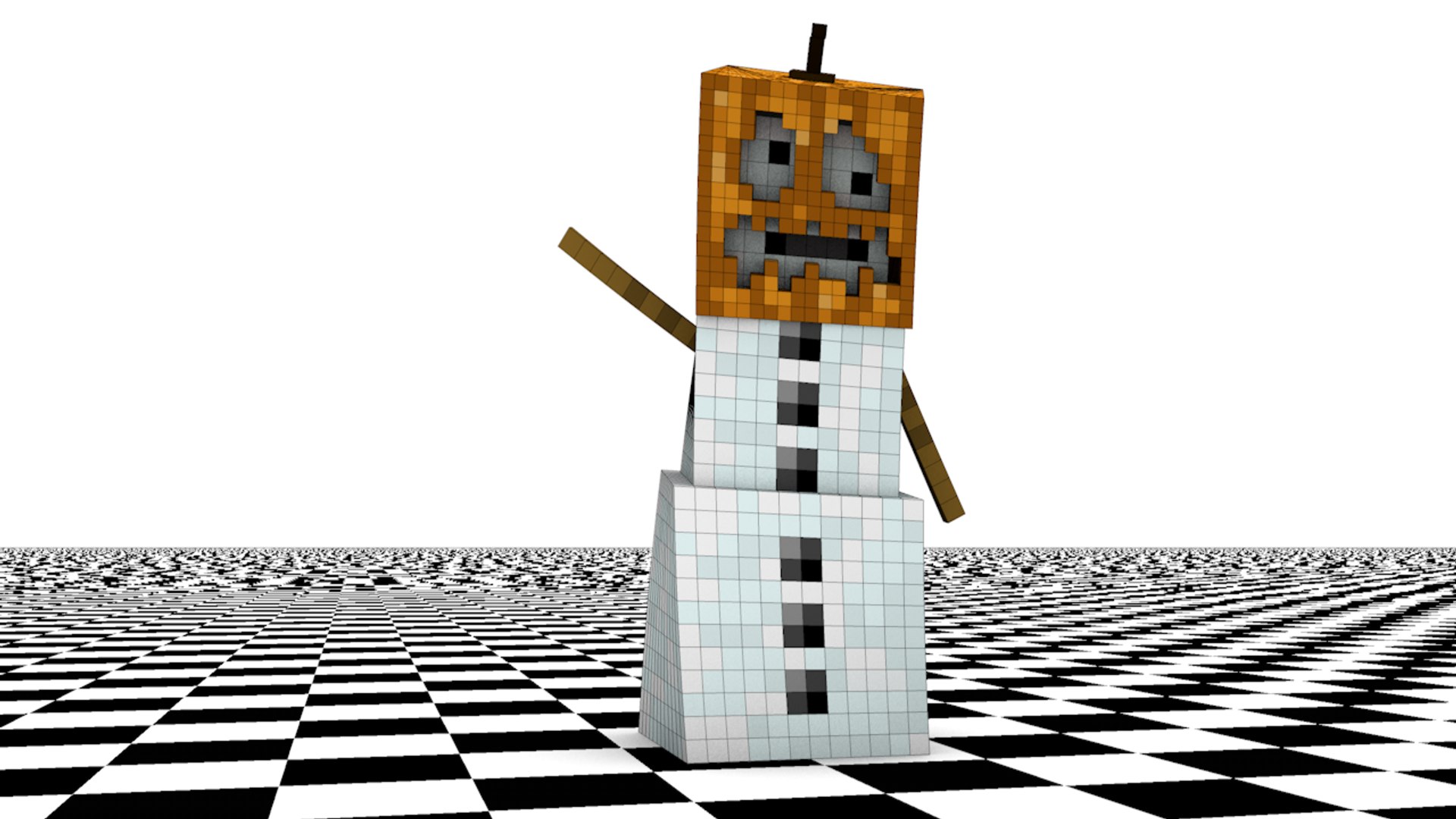 Snowman Minecraft 3d C4d