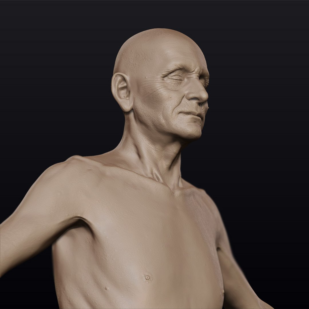 3d Model Hyper-real Old Man Anatomy