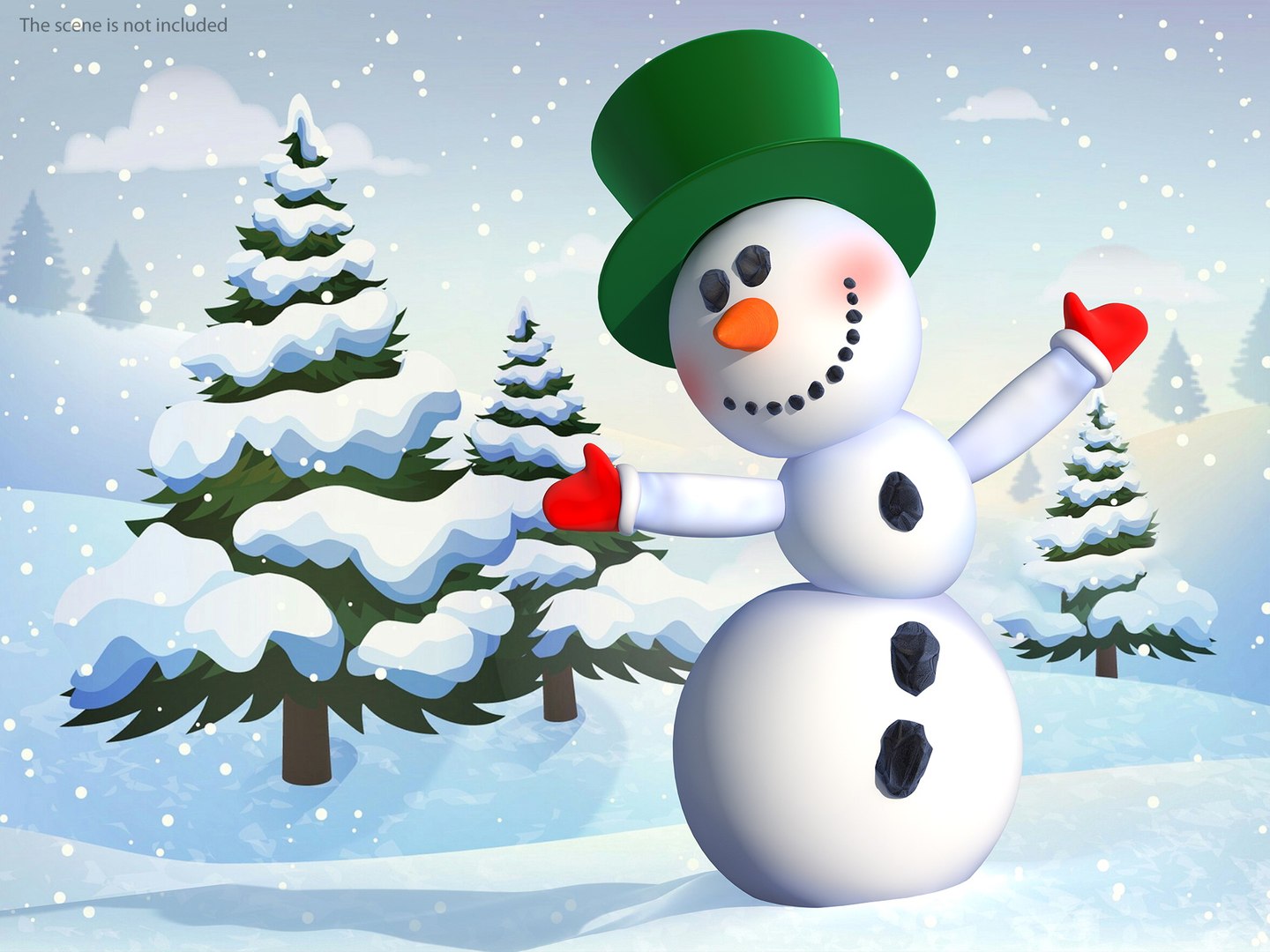 Smiling cartoon snowman snow 3D model - TurboSquid 1468320