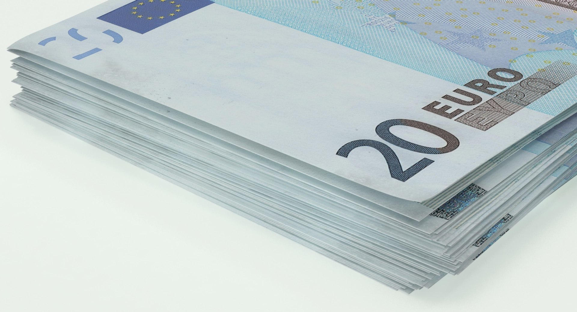 3d model 20 euro bill stack