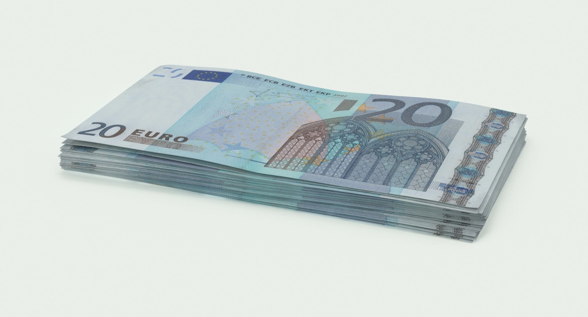 3d model 20 euro bill stack