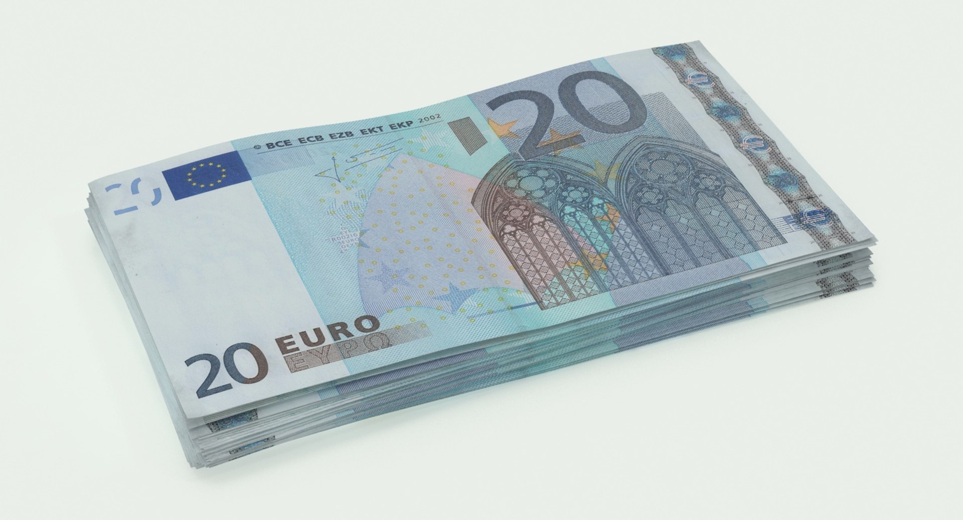 3d model 20 euro bill stack