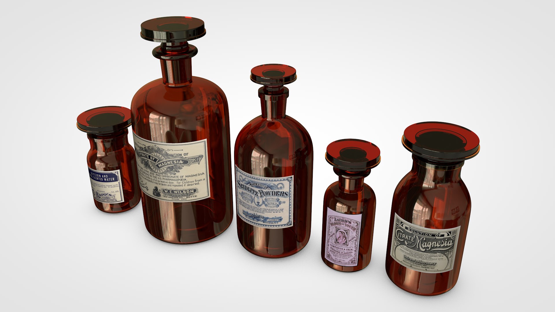 Old Amber Bottles Model - TurboSquid 1190825