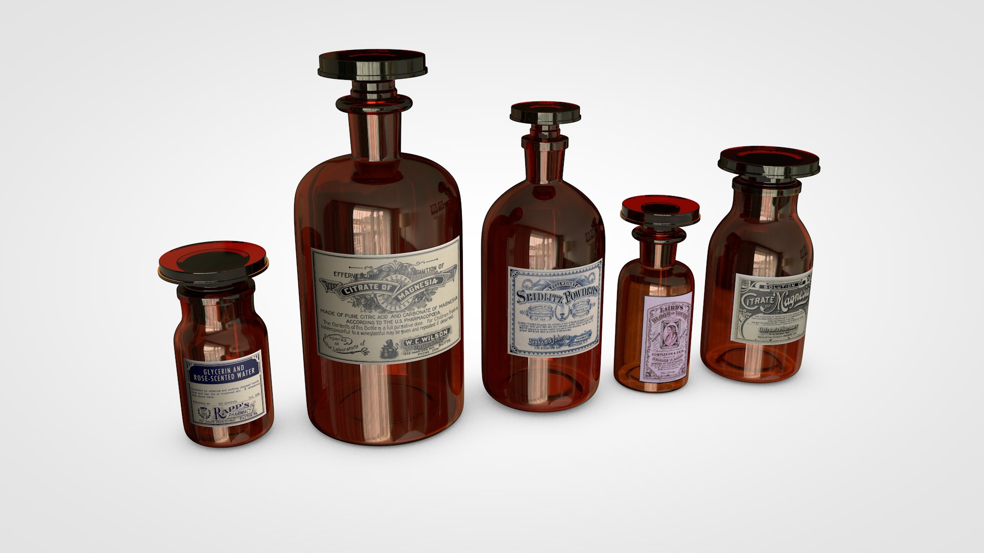Old Amber Bottles Model - TurboSquid 1190825