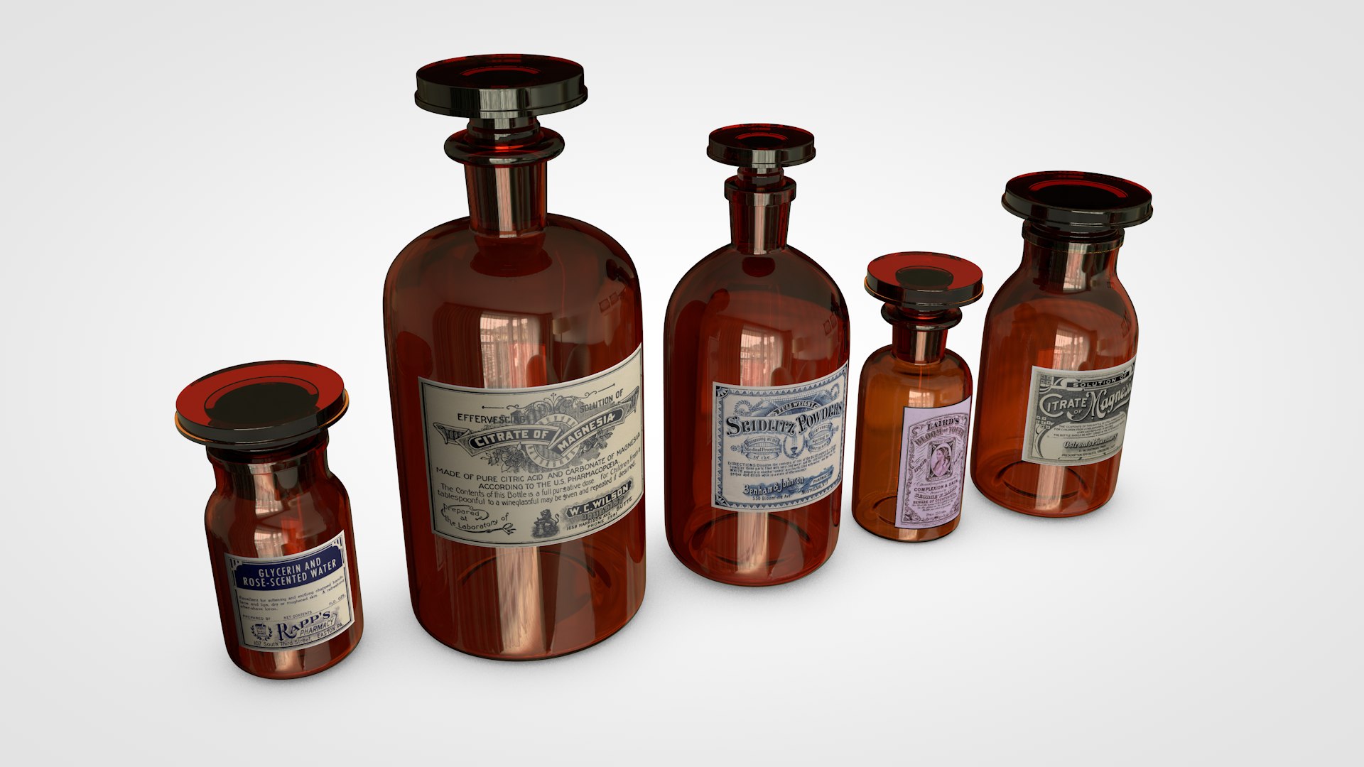 Old Amber Bottles Model - TurboSquid 1190825
