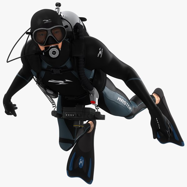 3d model of female scuba diver dive